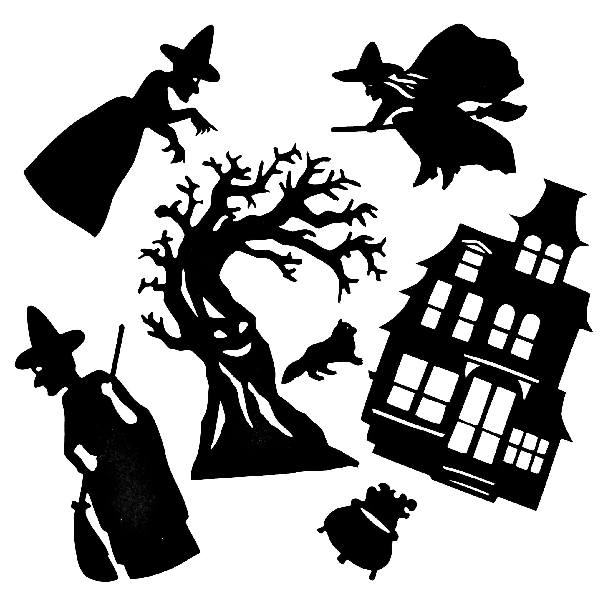 Scary Shadow Puppets Vampire, Castle And Bat Shadow Puppets Stock